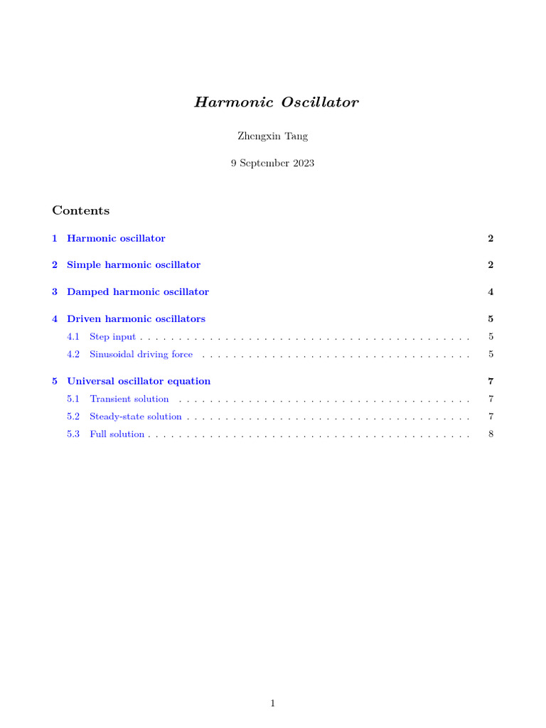 Harmonic Oscillator | PDF | Oscillation | Damping