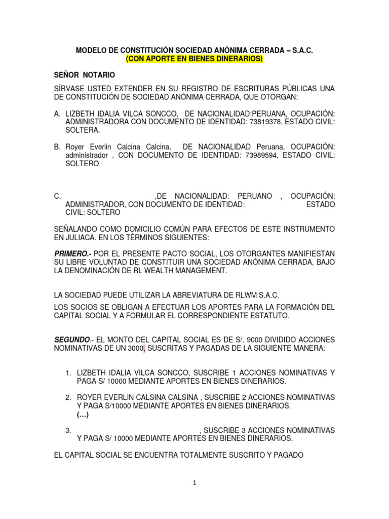 Formato de Minuta | Descargar gratis PDF | Derecho privado | Justicia