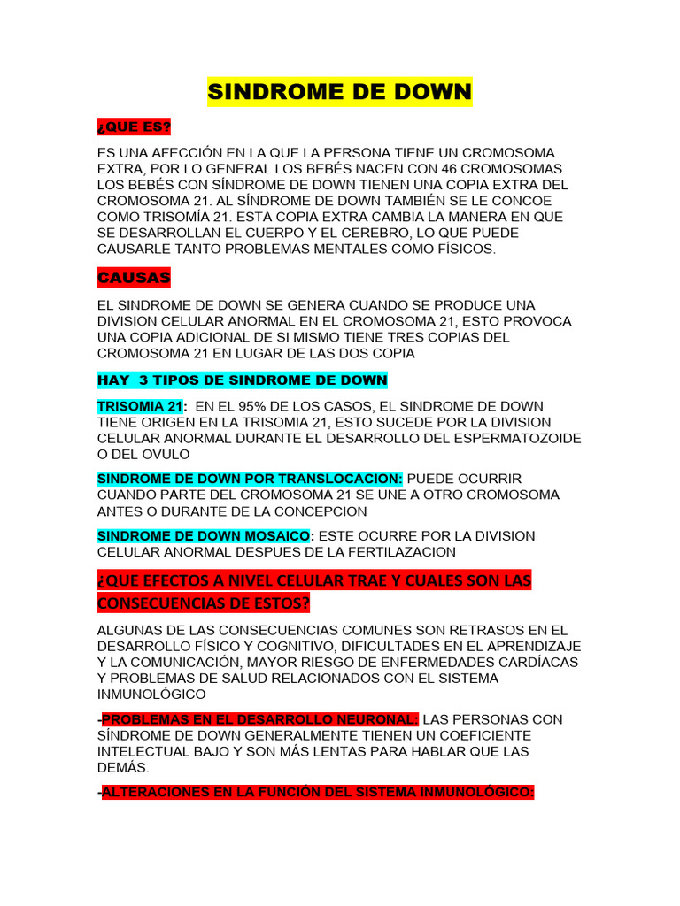 Sindrome de Down | PDF