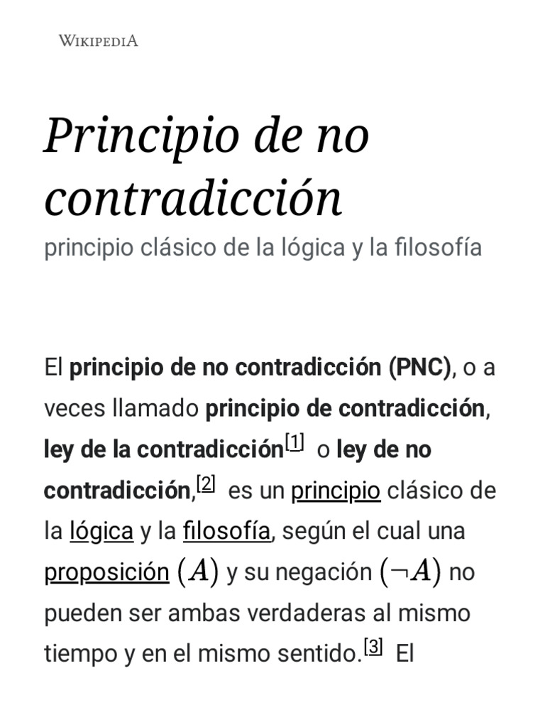 Principio de No Contradicción - Wikipedia, La Enciclopedia Libre | PDF ...