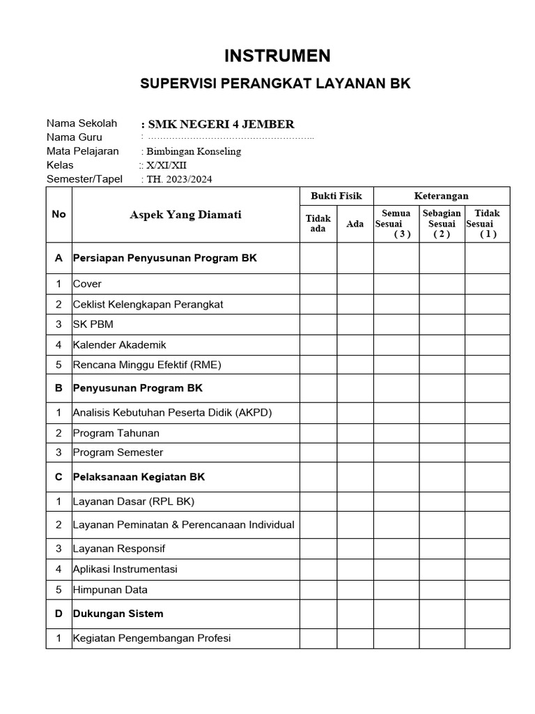 Supervisi BK 2023 | PDF