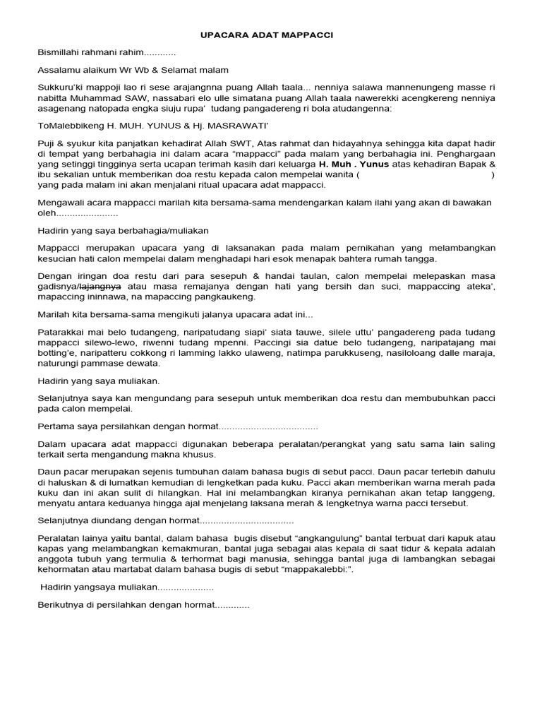 Rangkaian Upacara Adat Mappacci | PDF