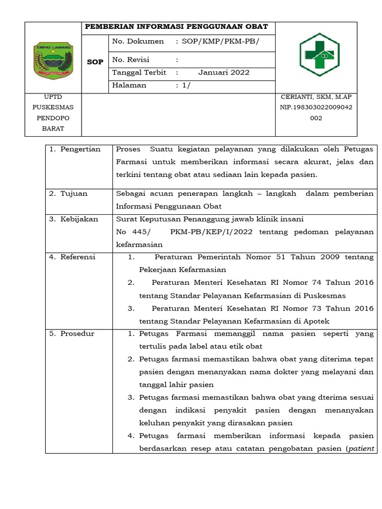 Sop Pio Farmasi | PDF