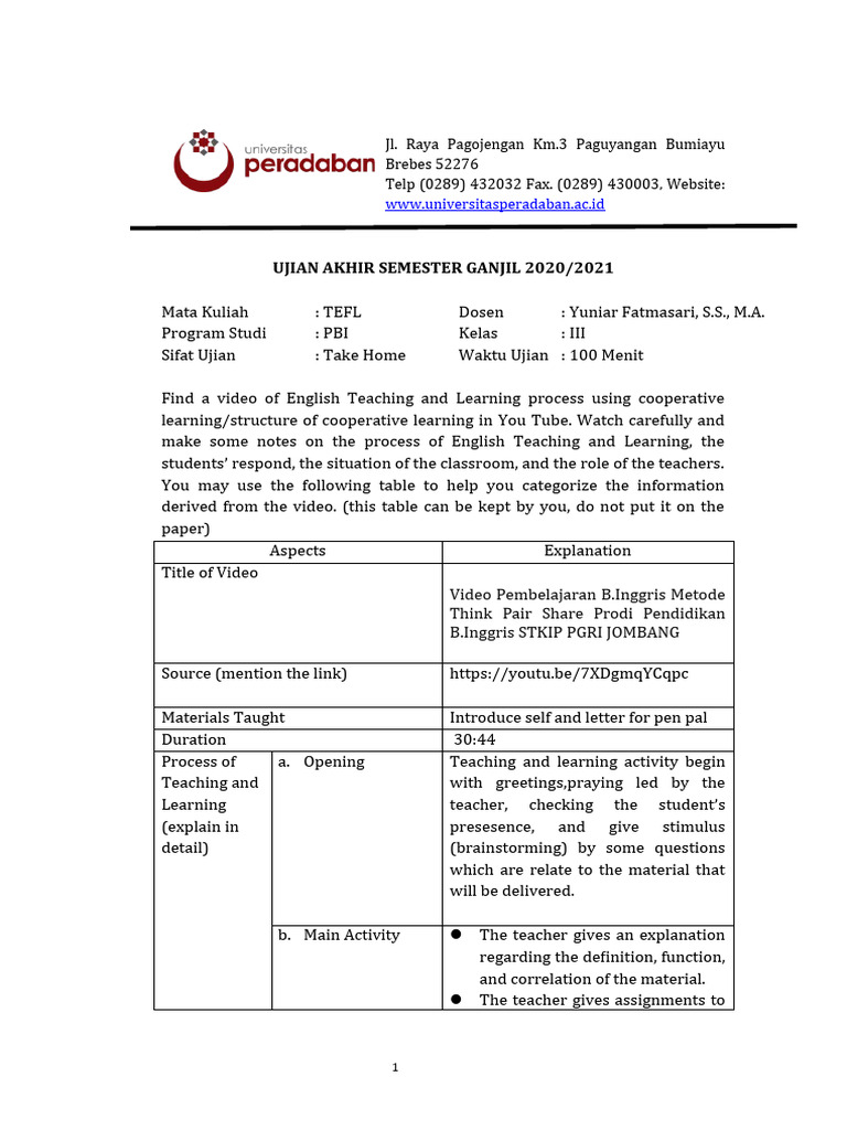 TEFL - Noviana Ashshiyamul Itsnaini | PDF | Teachers | Learning