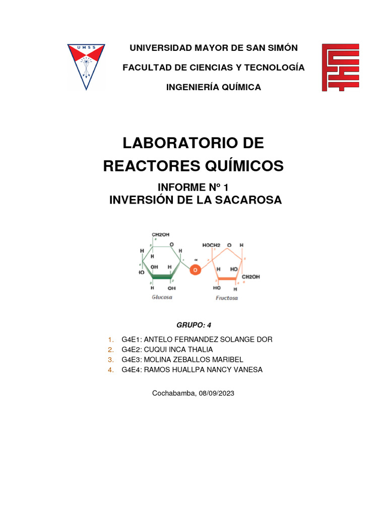 Informe #1 Lab. Reactores | PDF | Ligero | Sacarosa