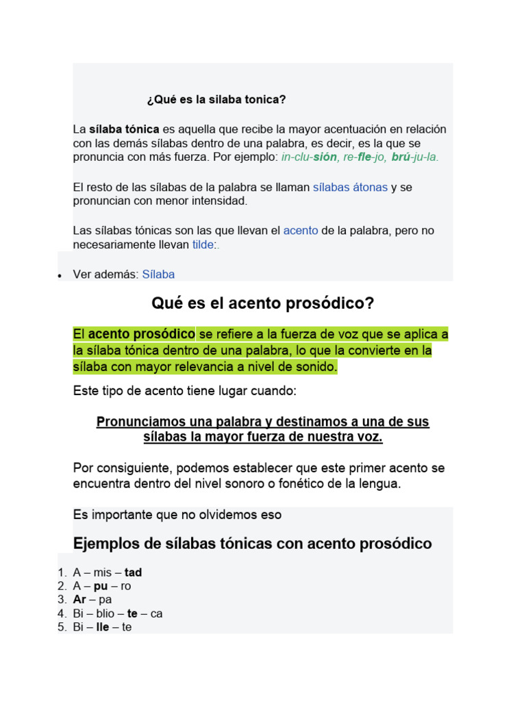 Definición de sílaba tónica | PDF | Palabra | Sílaba