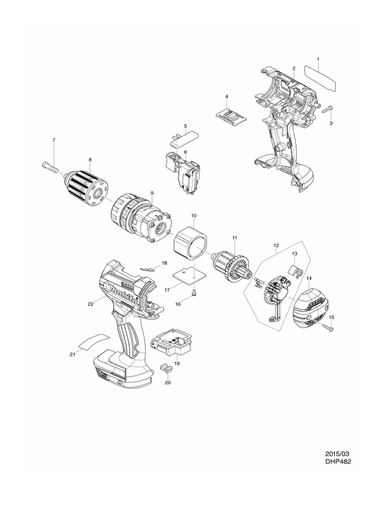 Makita DHP482 Parts DHP482 Illustrations | PDF