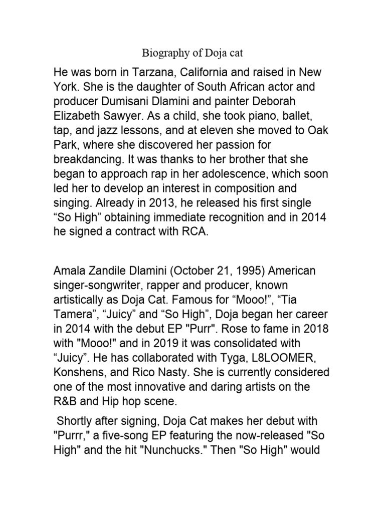 Biography of Doja Cat | PDF | Hip Hop | African American Music