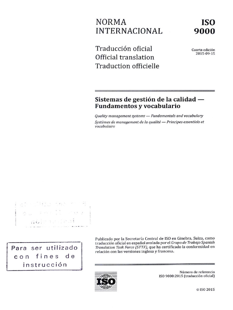 Norma ISO 9000-2015 | PDF
