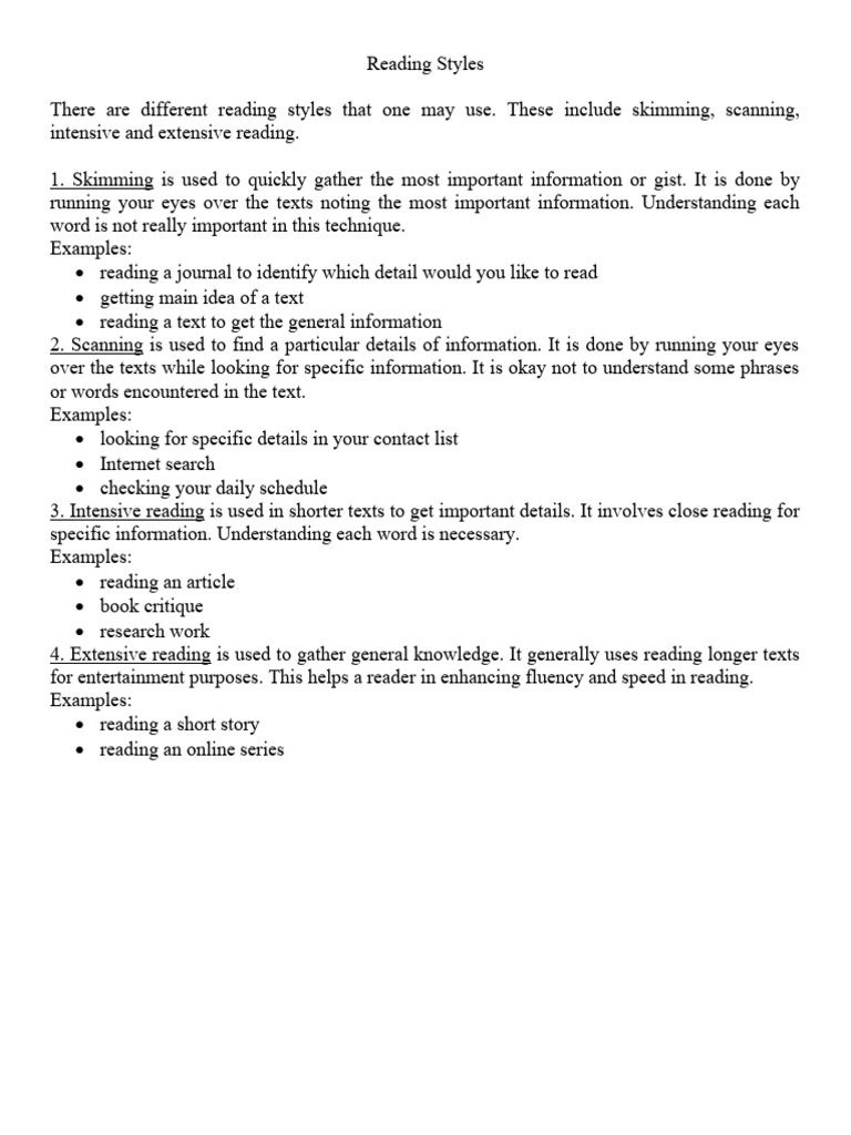 Reading Styles | PDF