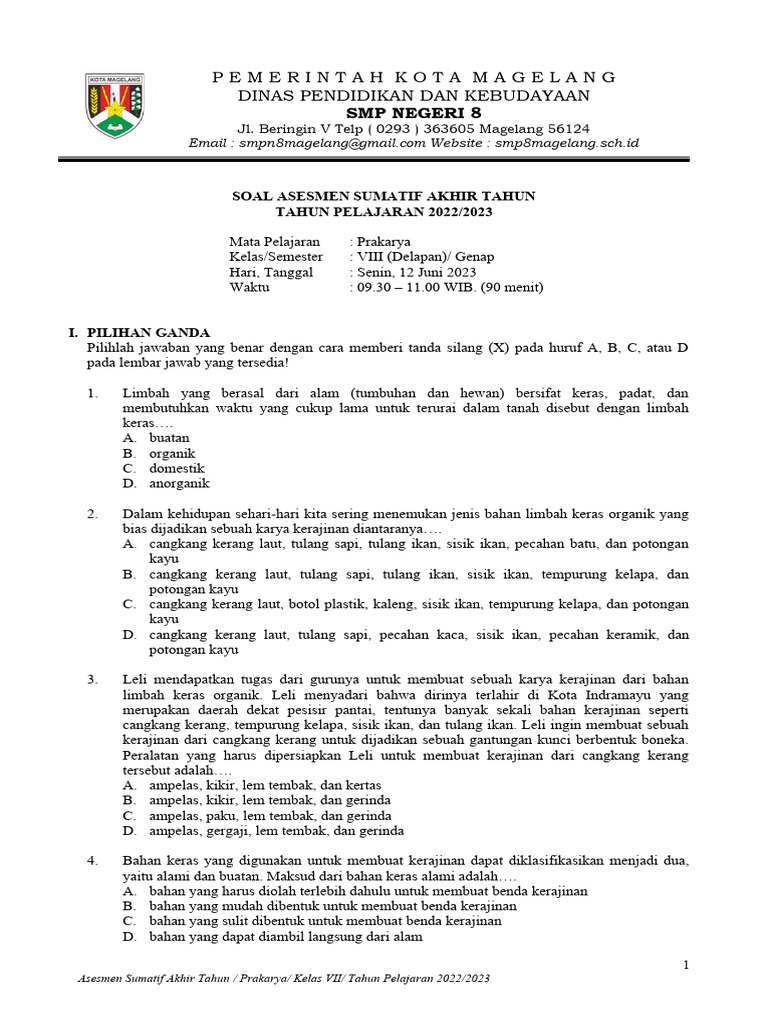 0 - Naskah Soal Asesmen Sumatif Akhir Tahun Kelas 8 | PDF