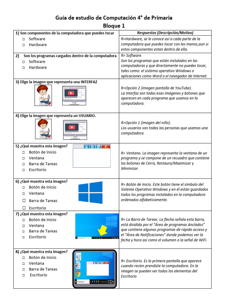 Guía de Computación 4° Primaria | PDF | Ventana (informática ...
