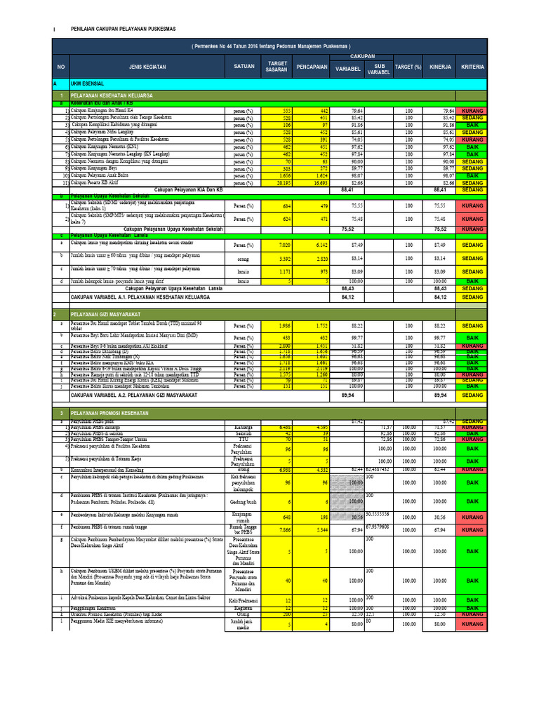 Cakupan Pelayanan Kesehatan Puskesmas | PDF