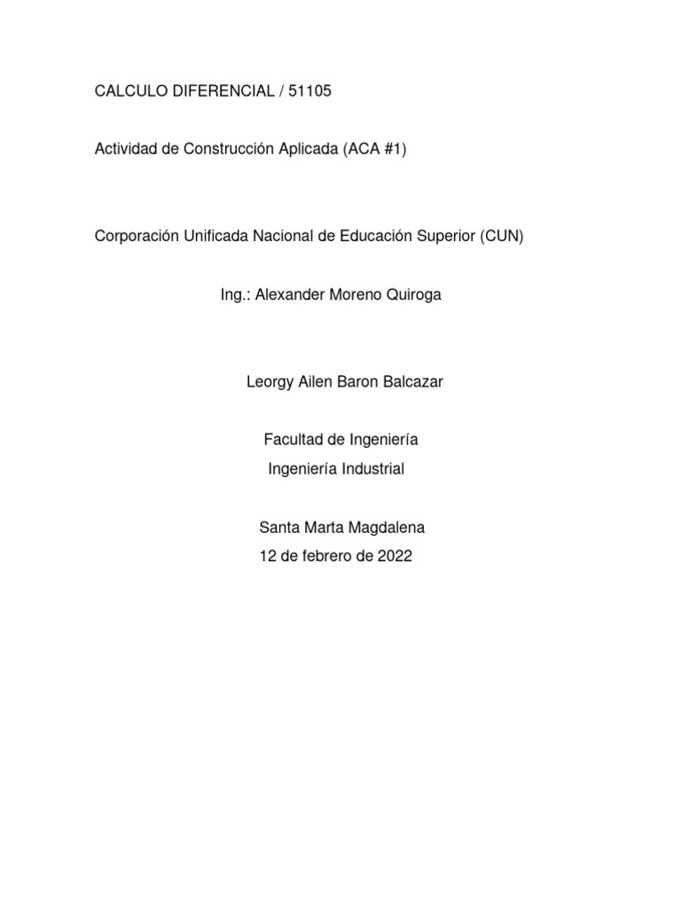 Calculo Diferencial Aca #1 | PDF