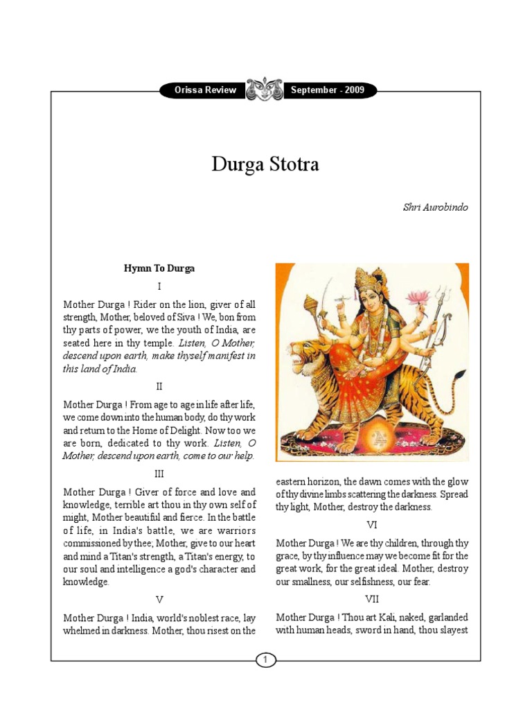 Durga Stotra English | Kali | Religious Belief And Doctrine