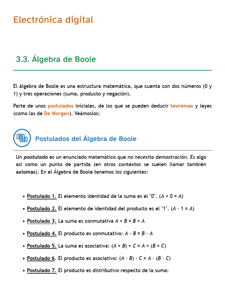 Álgebra de Boole Electrónica Digital | PDF