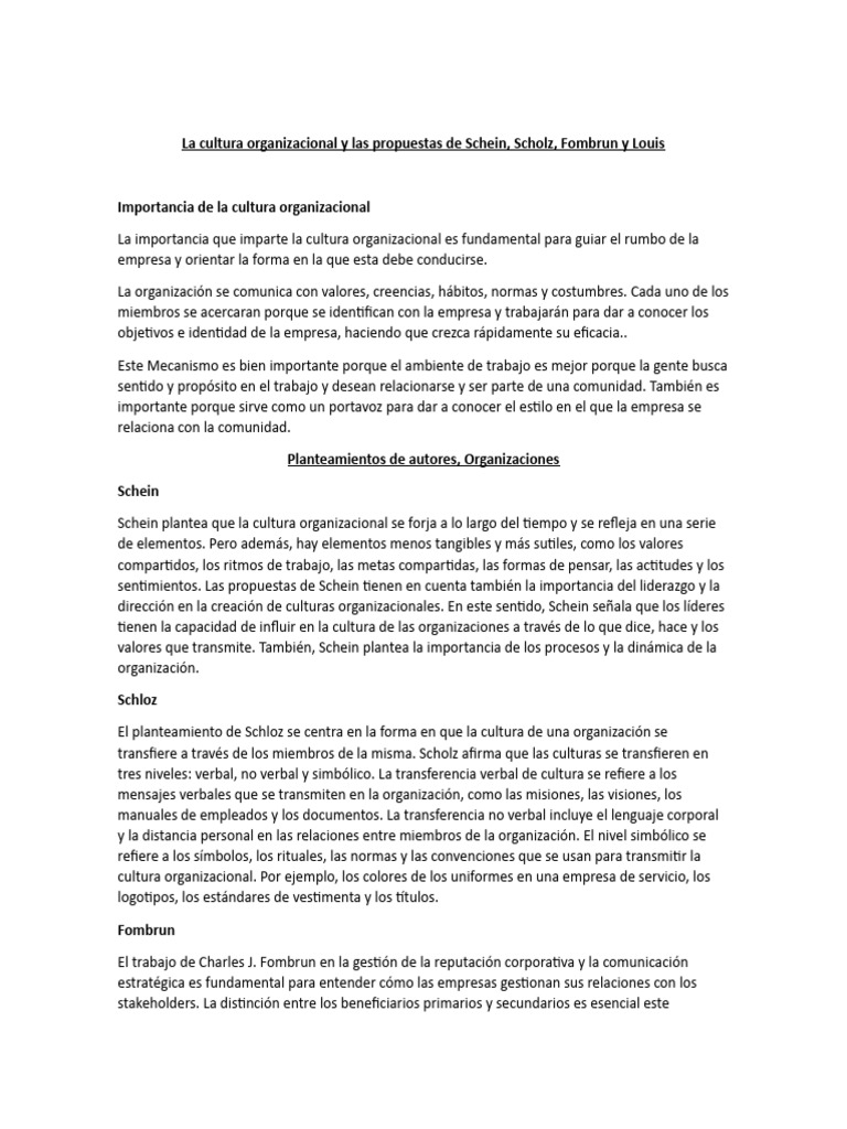 Cultura Organizacional y Fombrun | PDF | Cultura organizacional | Business