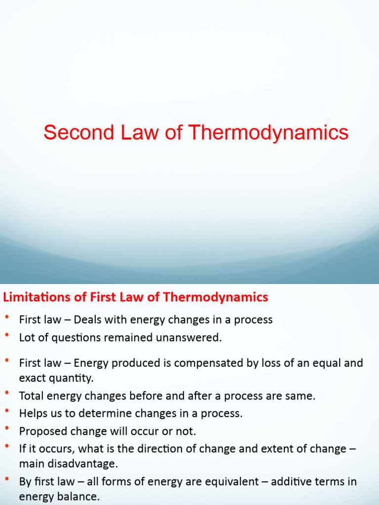 Second Law of Thermodynamics | PDF | Entropy | Heat