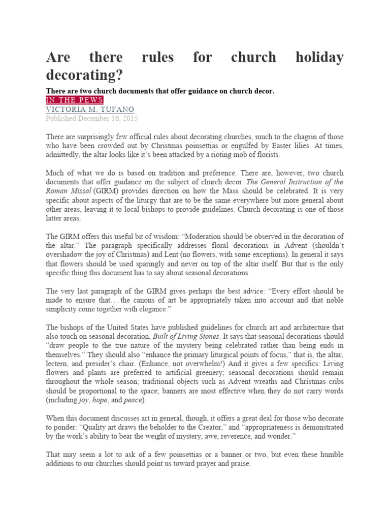 Are There Rules For Church Holiday Decorating | PDF | Catholic Liturgy ...