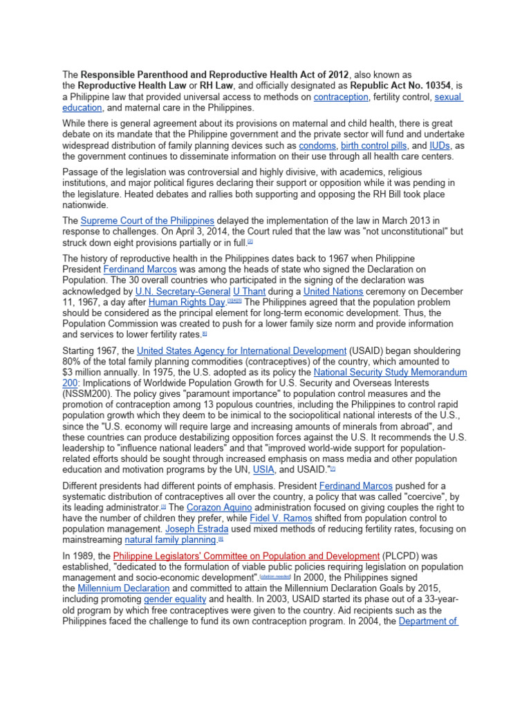 Ref RH Law | PDF | Family Planning | Poverty