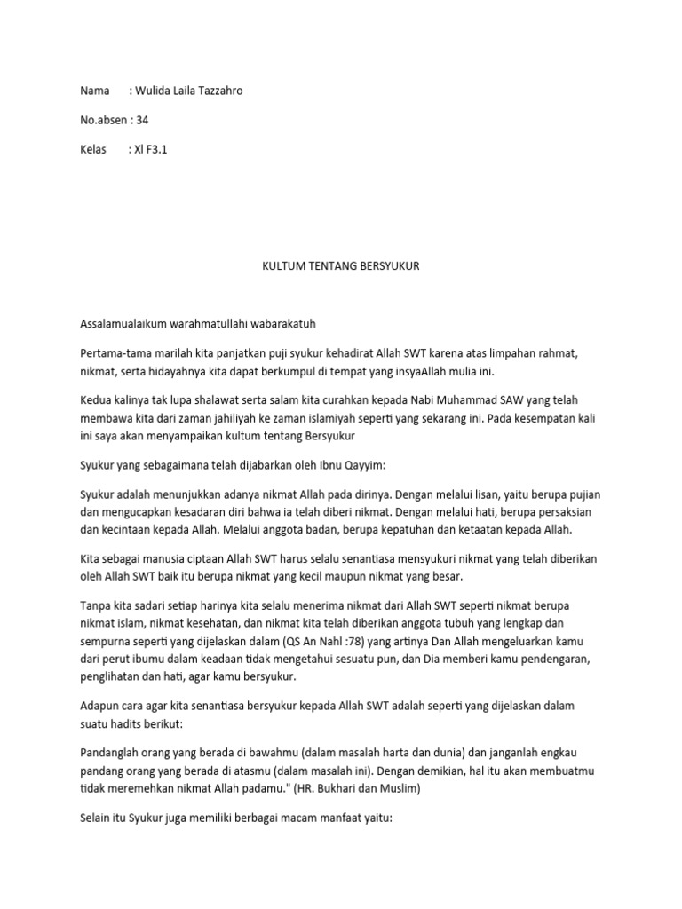 Wulida Laila 34 - Kultum | PDF