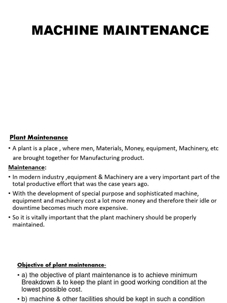 Maintenance of Machinery & Plants | PDF | Engineering | Systems Engineering