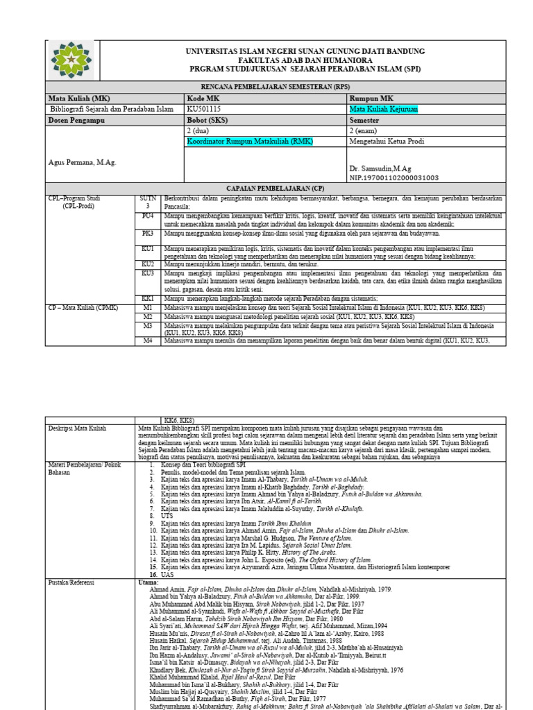 Rps Bibliografi Spi | PDF
