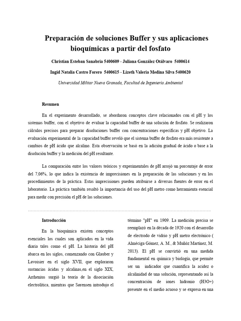 Informe #3 Soluciones Buffer | PDF