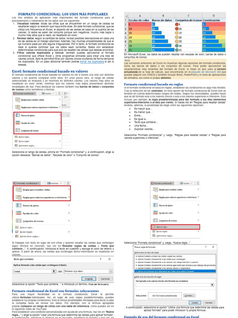 Reglas de Formato Condicional en Excel | PDF | Microsoft Excel | Software