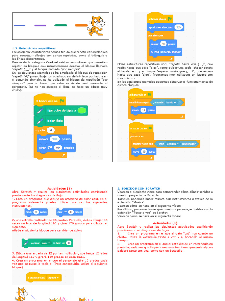 Ficha 02-Aplicamos Estructuras Repetitivas y Sonidos | Descargar gratis PDF | Scratch (lenguaje ...