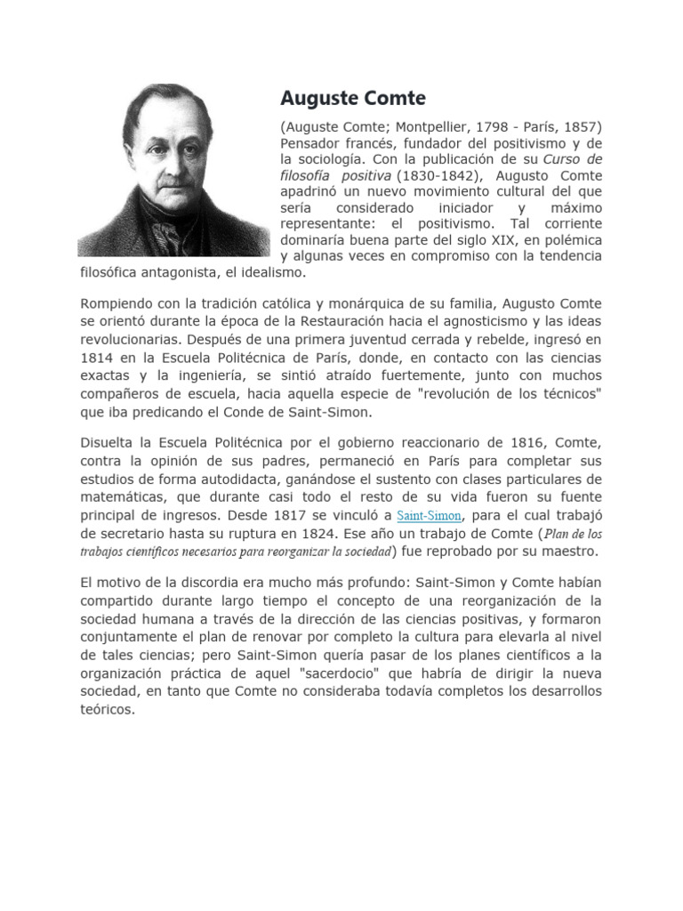 Biografia Auguste Comte | PDF