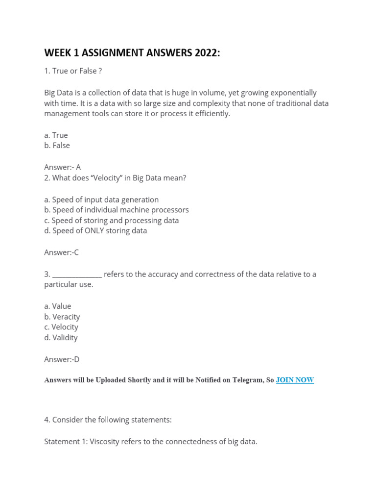 Week 1 Assignment Answers 2022 Pdf Apache Hadoop Software Engineering 9668