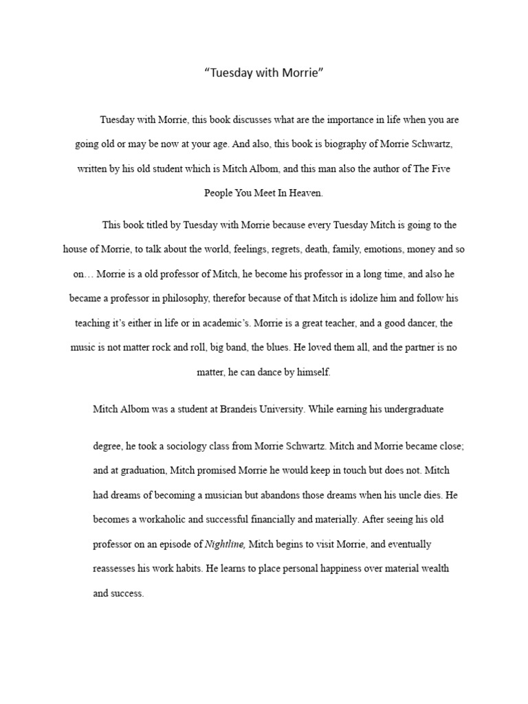 Tuesday With Morrie | PDF