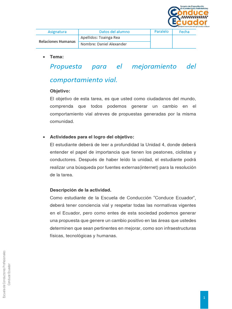 Relaciones Humanas - Actividad 4 | PDF | Peatonal