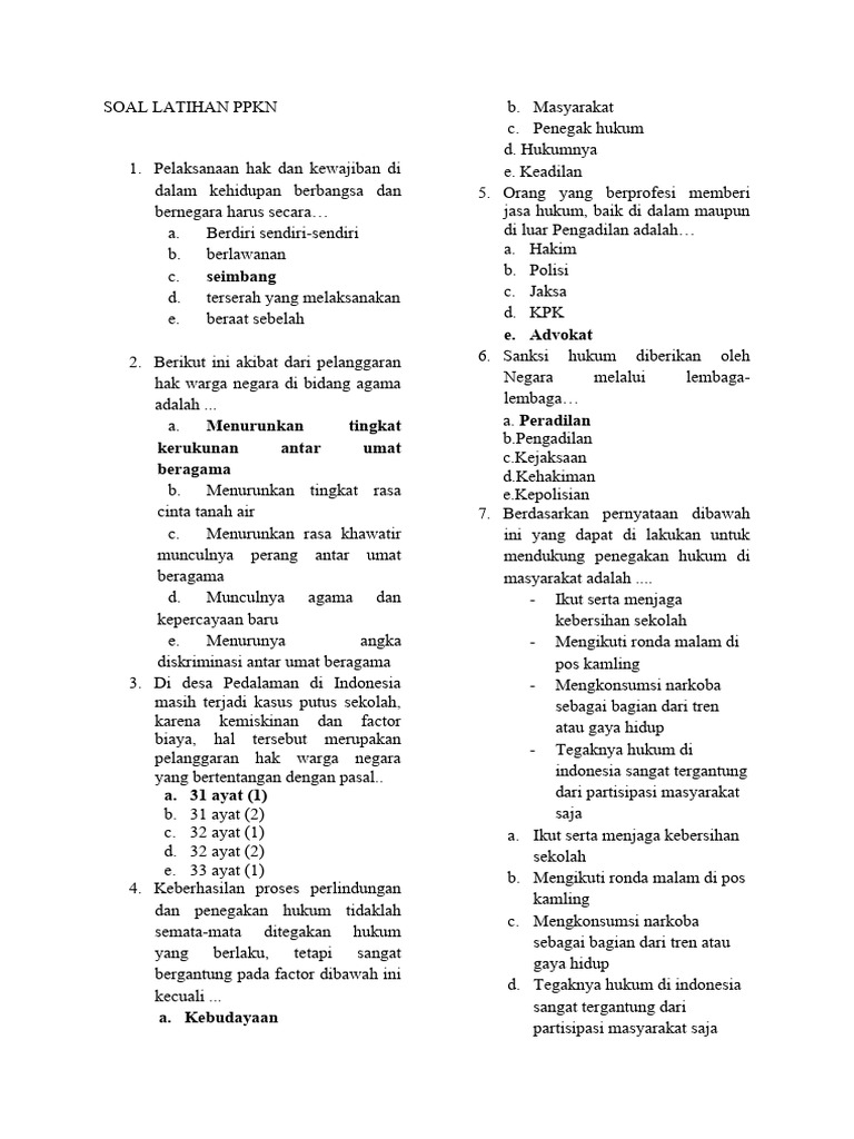 Soal Latihan PPKN | PDF