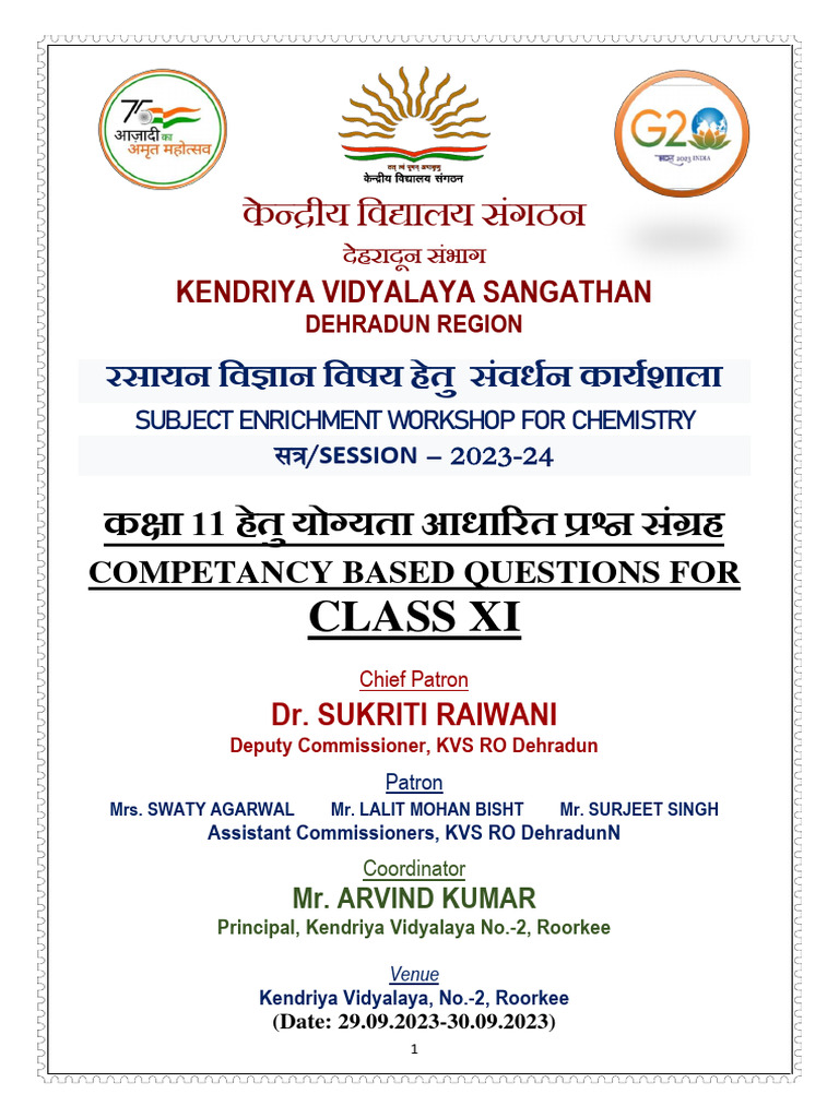 Chem Workshop - Competancy Based Questions (Class Xi) | PDF