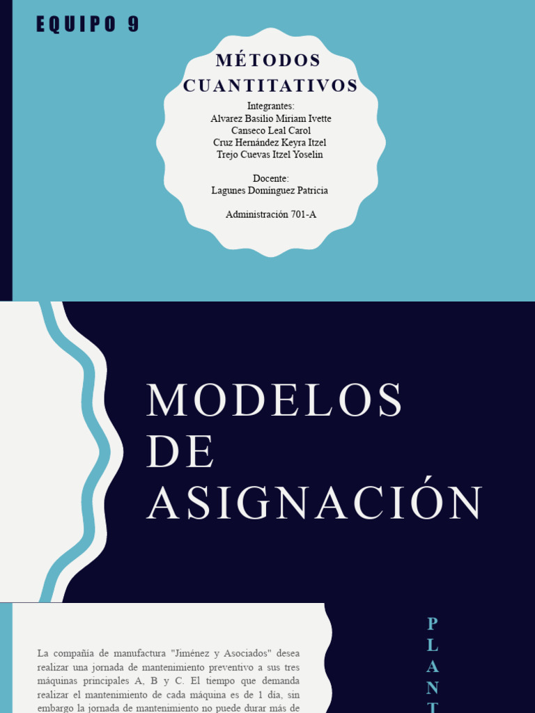 Equipo 9 Modelo de Asignación | PDF | Matriz (Matemáticas ...