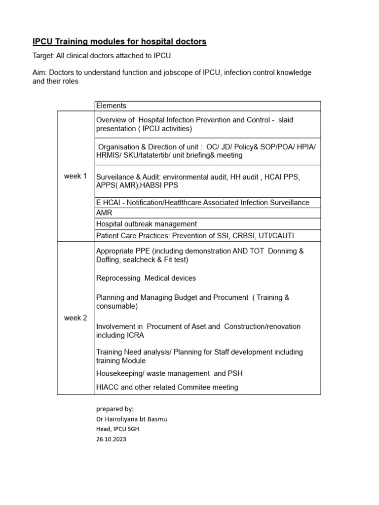 IPCU Training Modules - XLSX - Sangkutan For ICD IC IPCU | PDF