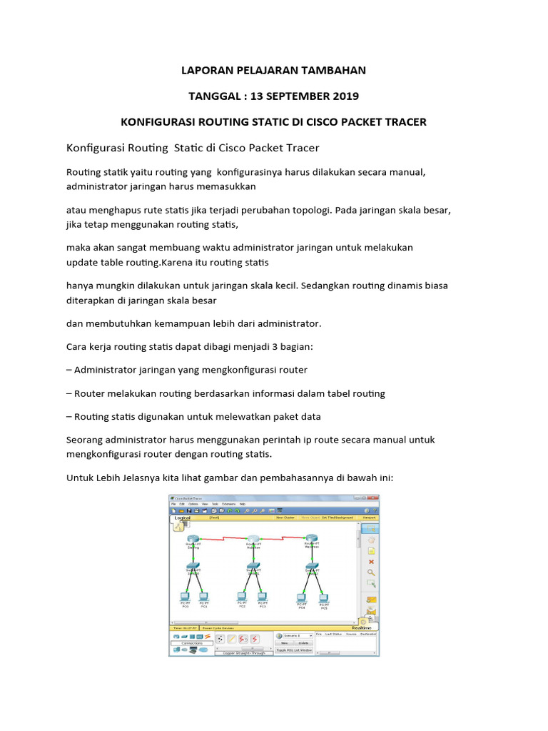 Konfigurasi Routing Static Di Cisco Packet Tracer | PDF Konfigurasi Routing Static Di Cisco Packet Tracer | PDF