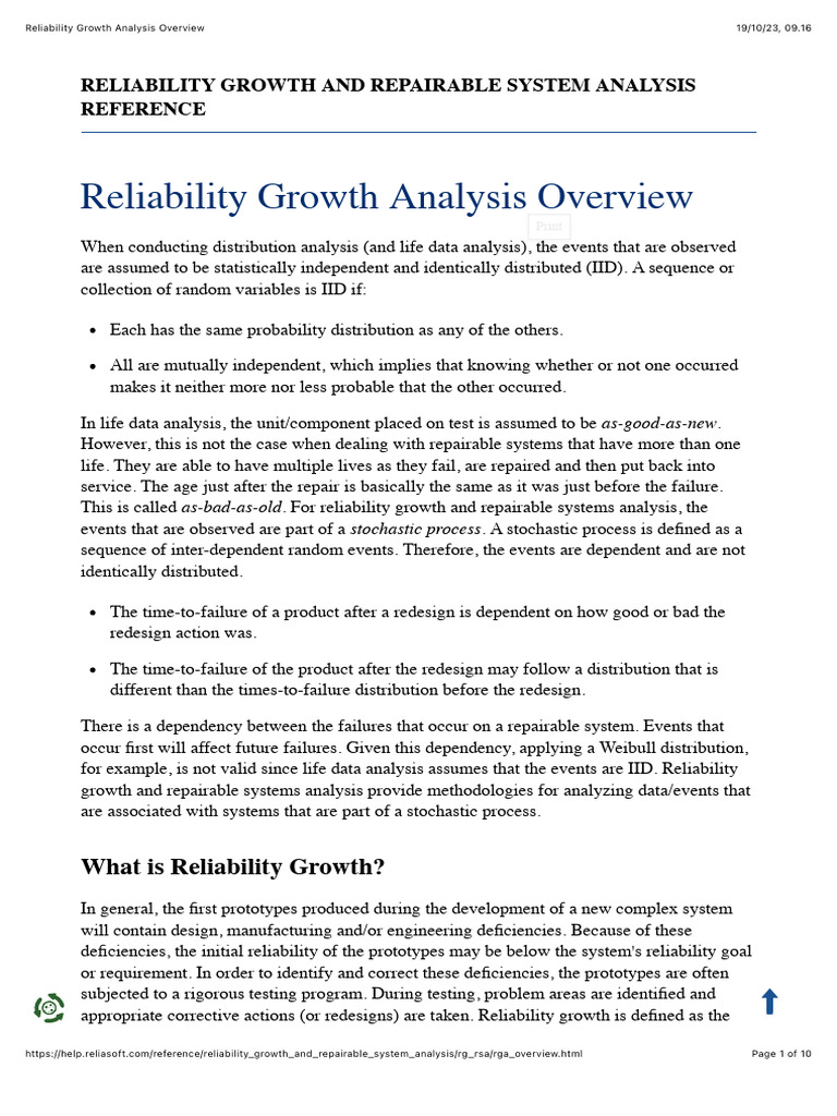 1 Reliability Growth Analysis Overview | PDF | Reliability Engineering | System