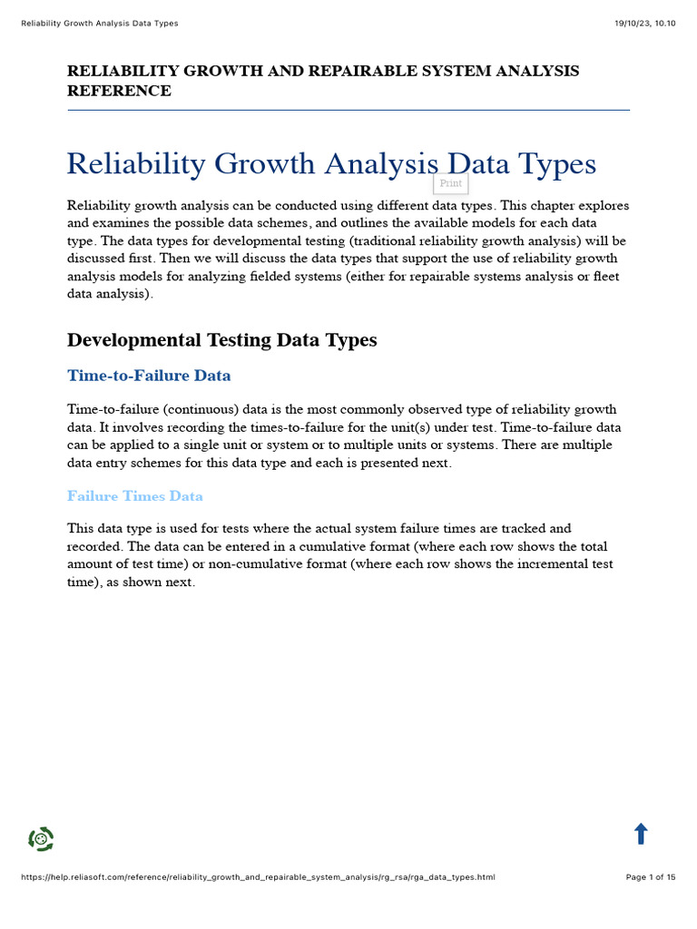 2 Reliability Growth Analysis Data Types | PDF