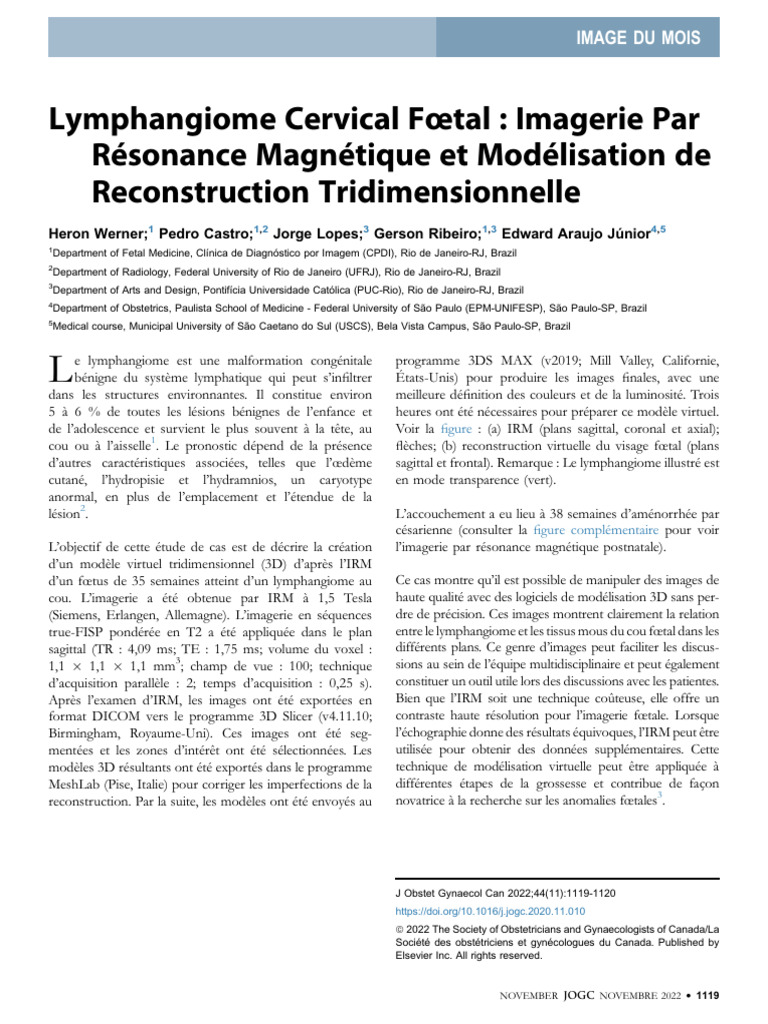 Lymphangiome Fœtal : IRM et Modélisation 3D | PDF