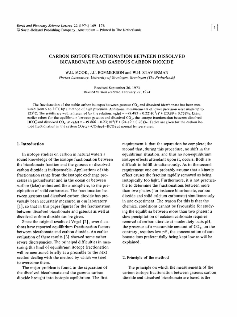Mook Et Al - Earth and Planetary Science Letters-1974 | PDF | Carbon ...