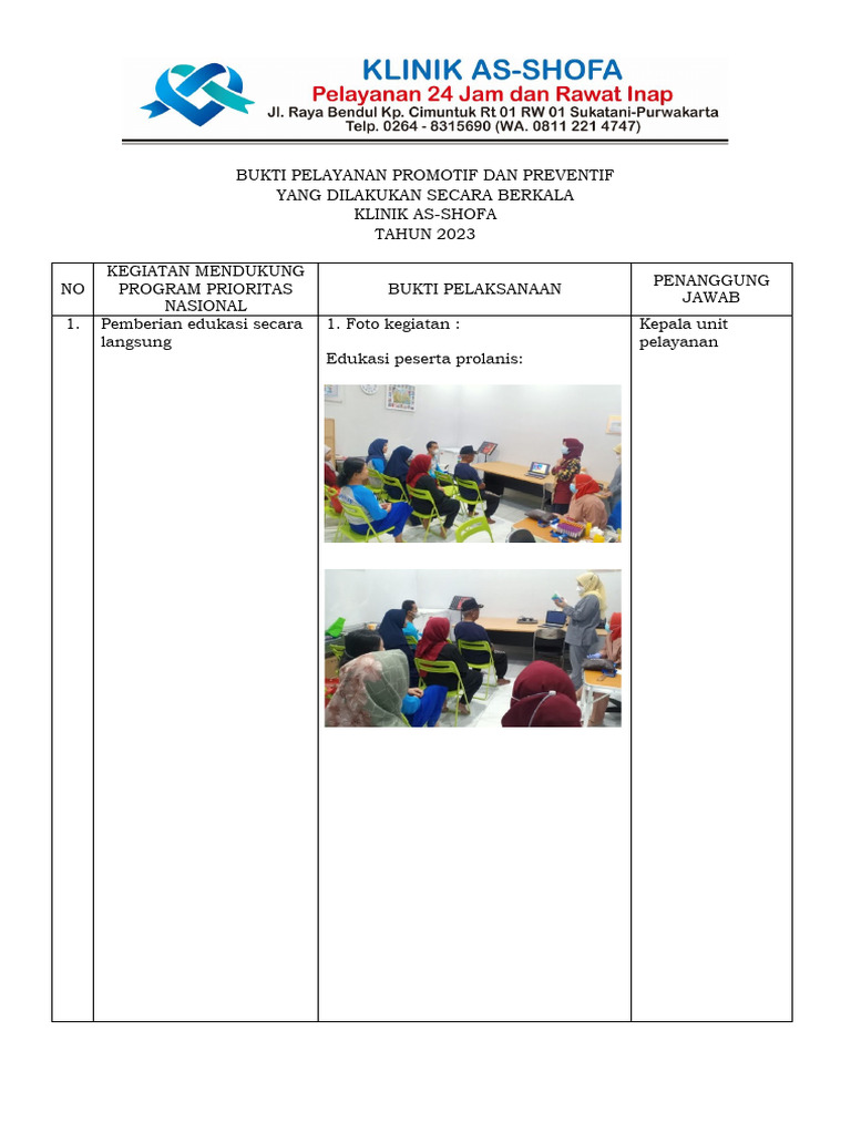 Bukti Pelaksanaan Program Promotif Preventif 20723 | PDF
