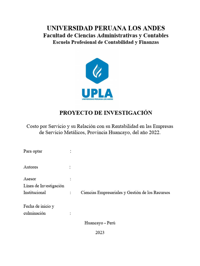 Plantilla Word Estructura Del Proyecto de Investigación | Descargar ...