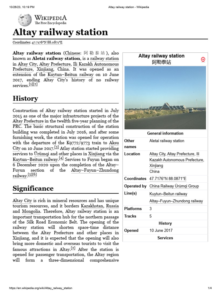 Altay Railway Station - Wikipedia | PDF | Sustainable Transport ...