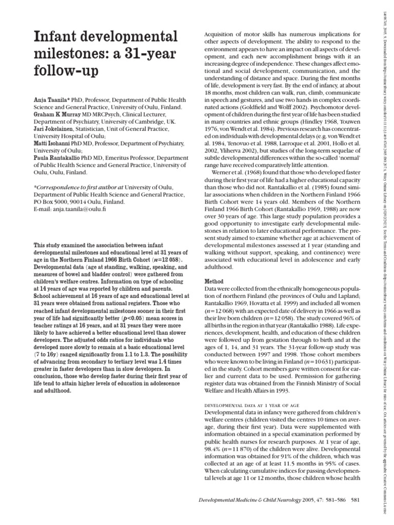 Infant Development Milestones | PDF | Child Development | Behavioural Sciences