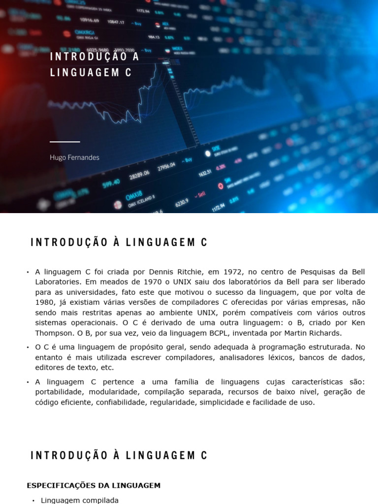 Aula 3 - Introdução A Linguagem C | PDF | C (linguagem de programação ...