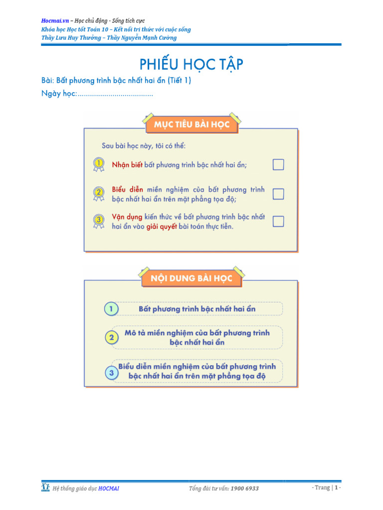 KNTT-C2-B3-Bat Phuong Trinh Bac Nhat Hai An P1 | PDF