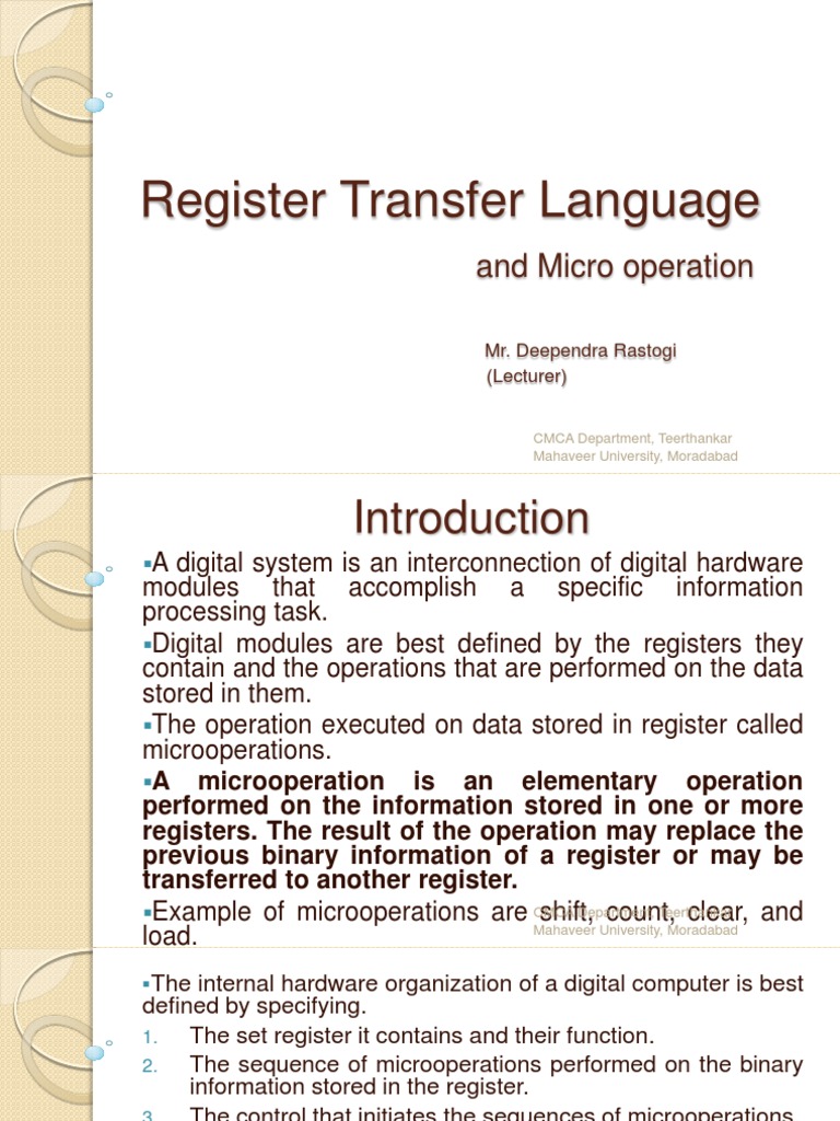 Register Transfer Language | PDF | Function (Mathematics) | Hardware ...